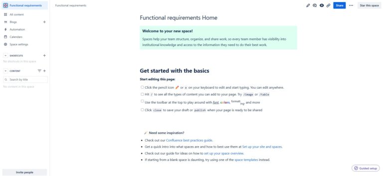 Introduction to Confluence Spaces | The Requirements Engineer