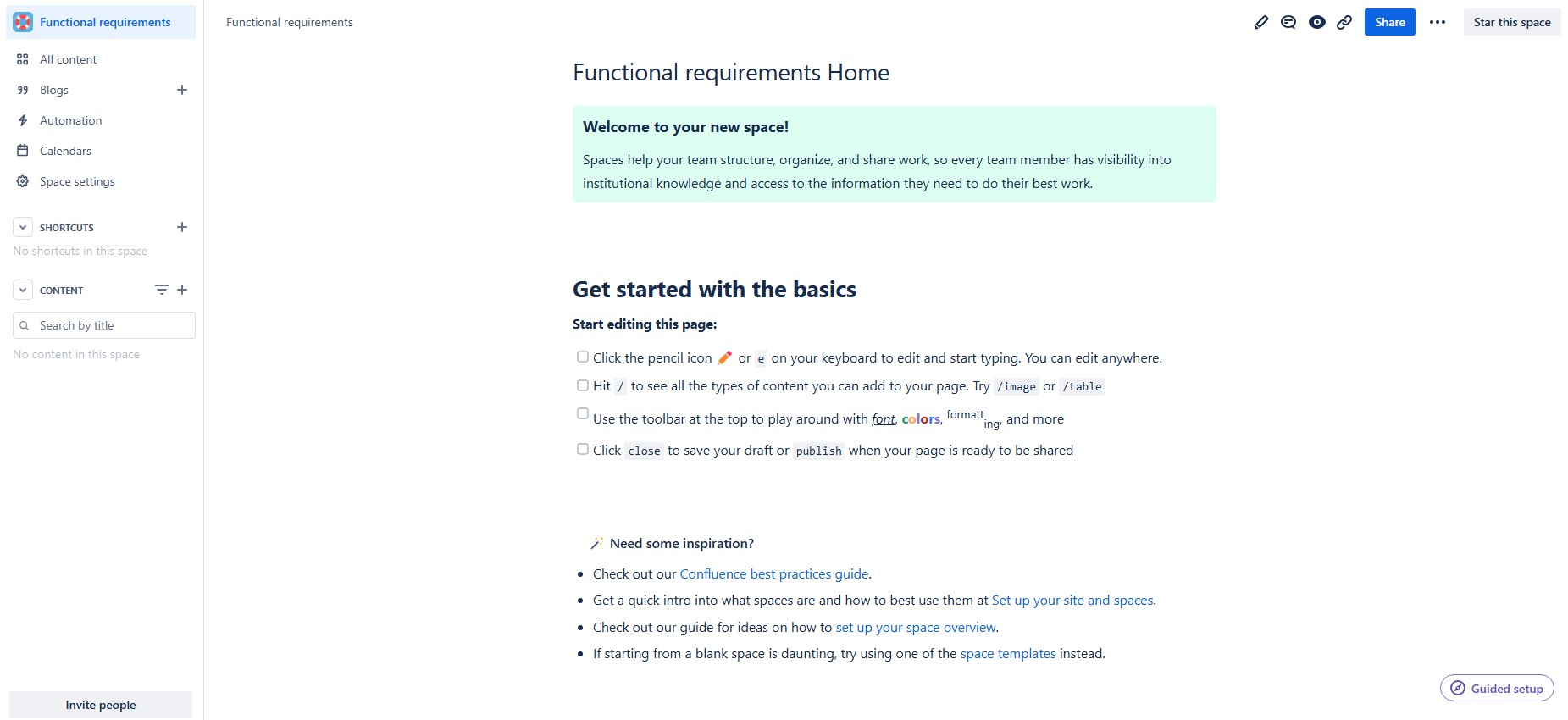 Introduction to Confluence Spaces | The Requirements Engineer