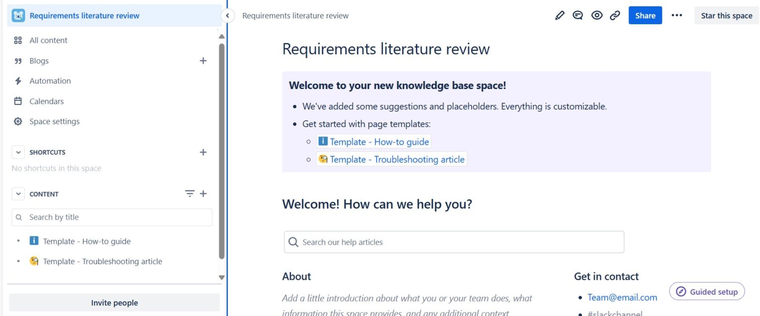 How to Create a Confluence Space from a Template | The Requirements ...