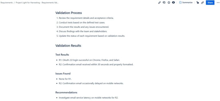 How to Structure a Confluence Page for Requirements Validation | The ...