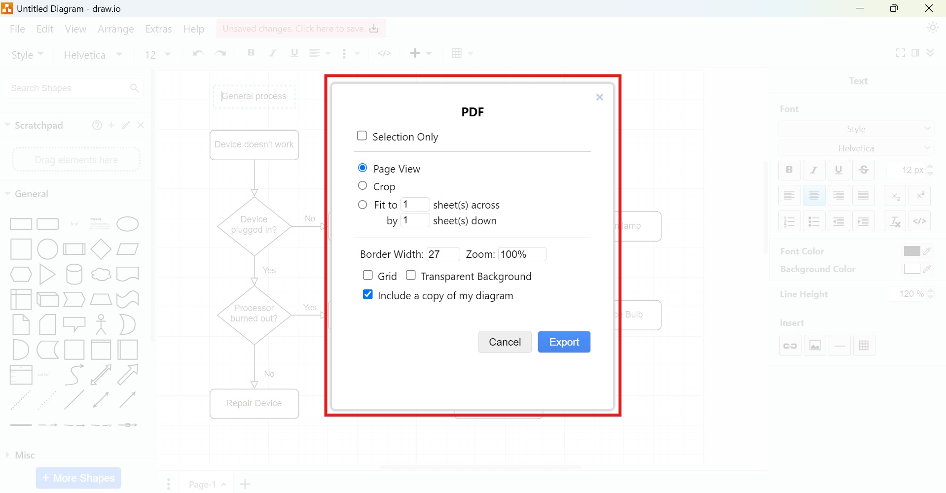 How to Export a Diagram to PDF in draw.io | The Requirements Engineer