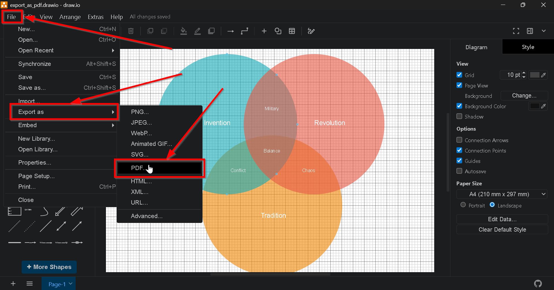 How to Export a Diagram to PDF in draw.io | The Requirements Engineer