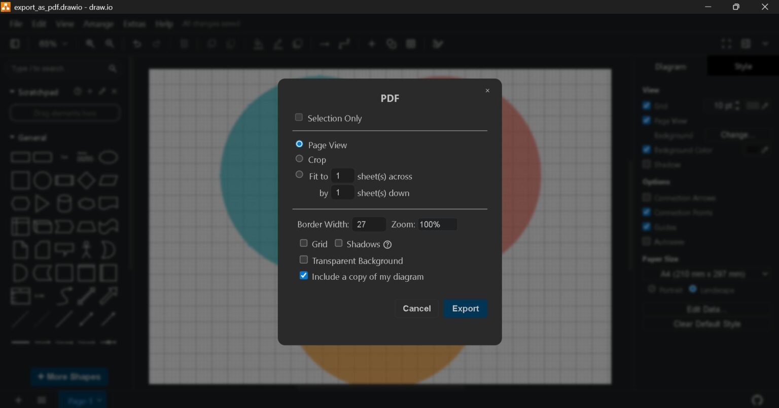How to Export a Diagram to PDF in draw.io | The Requirements Engineer