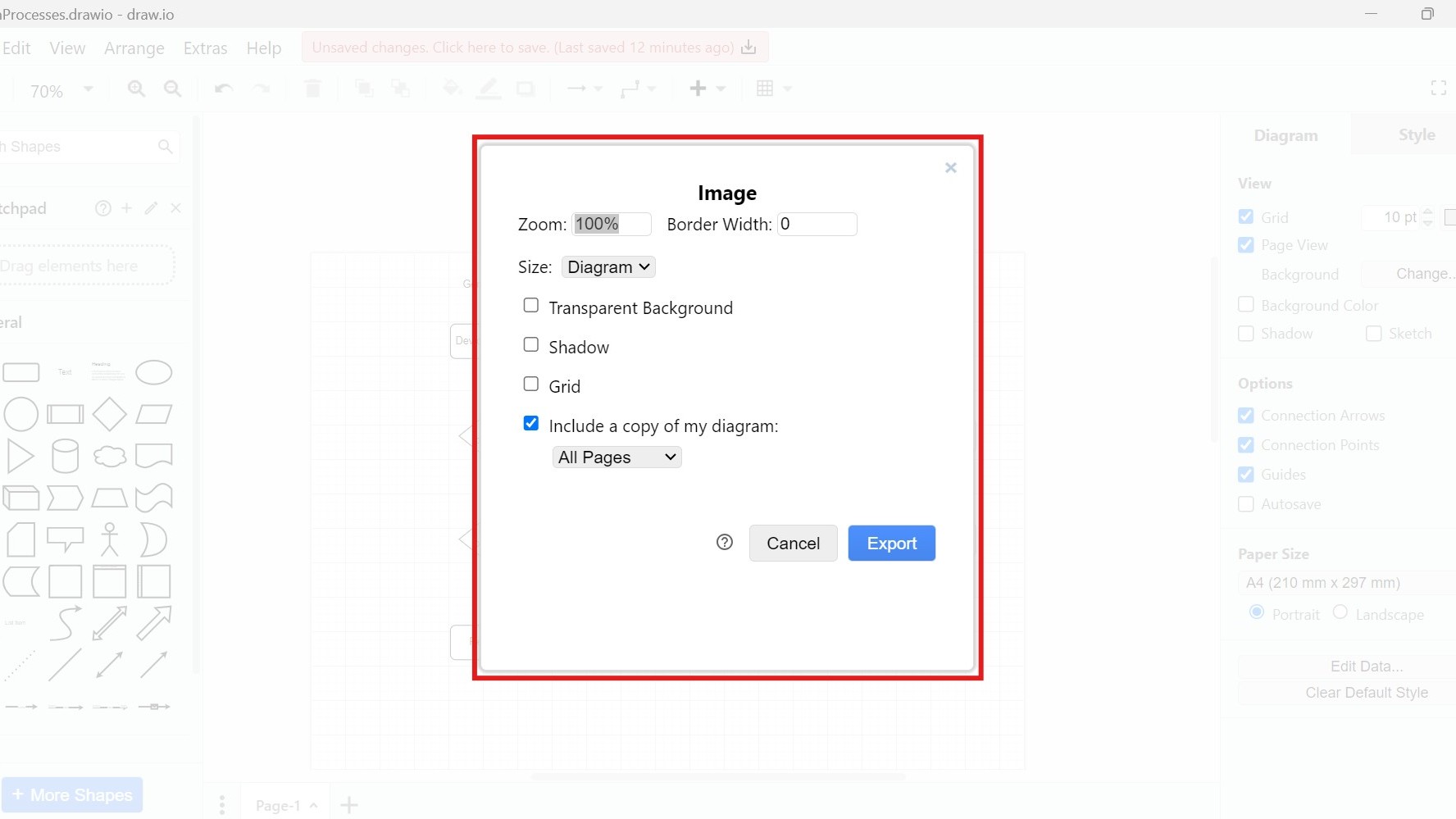How to Export a Diagram as PNG in draw.io | The Requirements Engineer