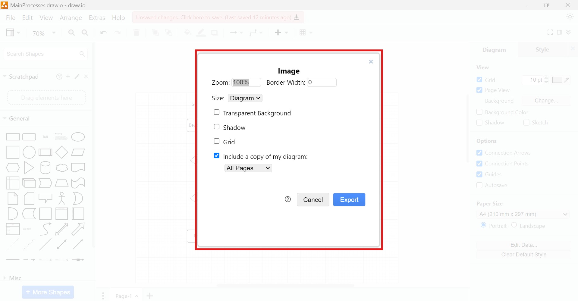 How to Export a Diagram as PNG in draw.io | The Requirements Engineer