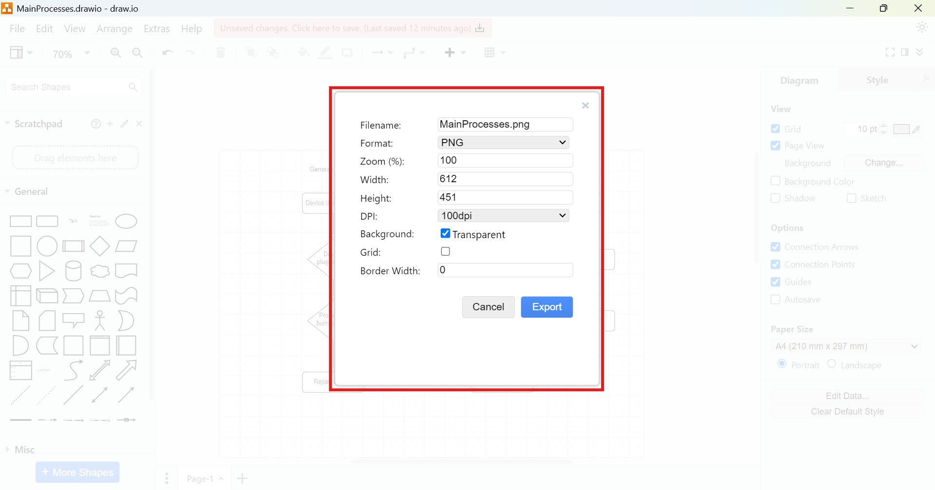 How to Export a Diagram as PNG in draw.io | The Requirements Engineer