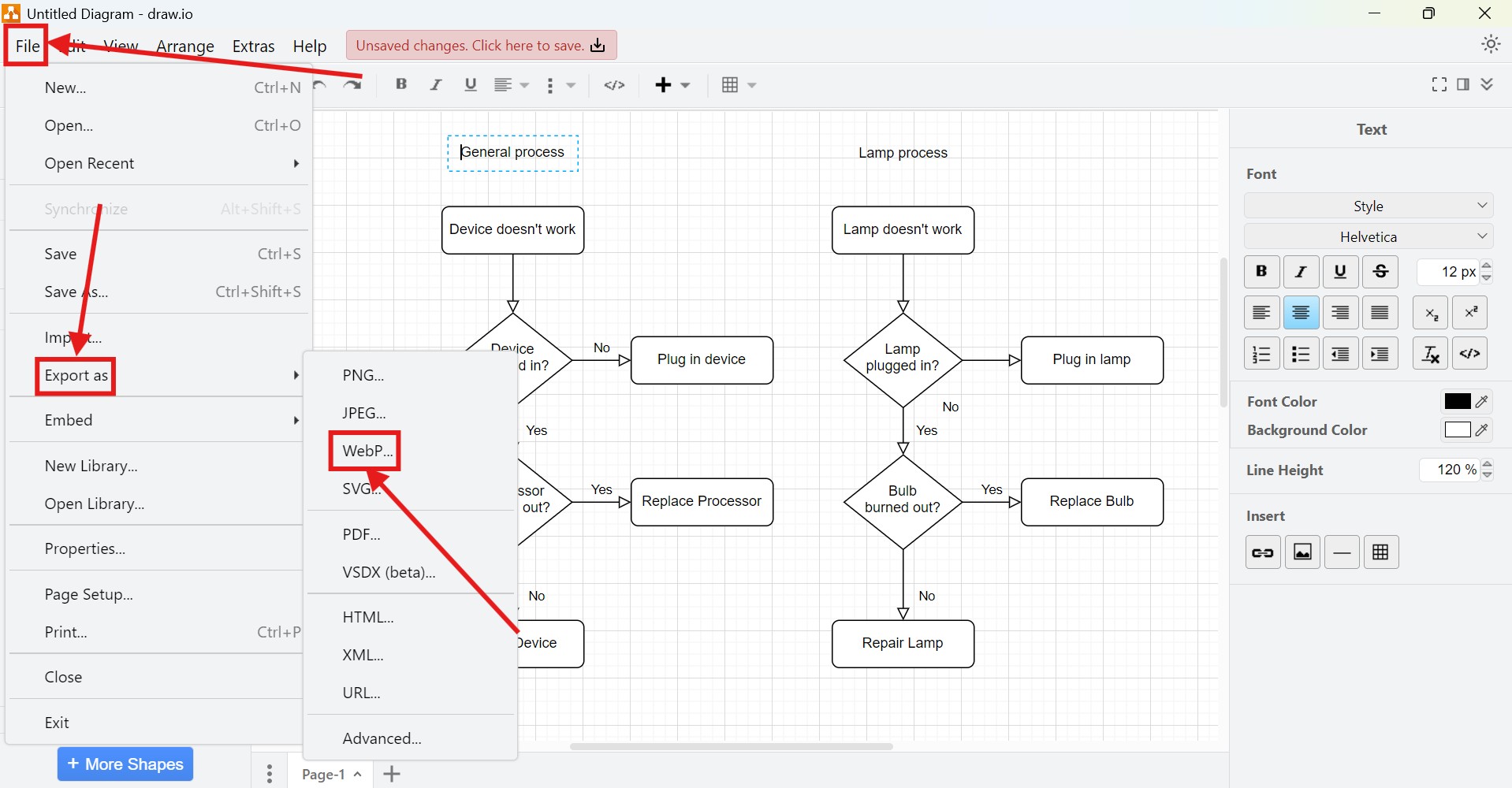 How to Export a Diagram to WebP in draw.io | The Requirements Engineer