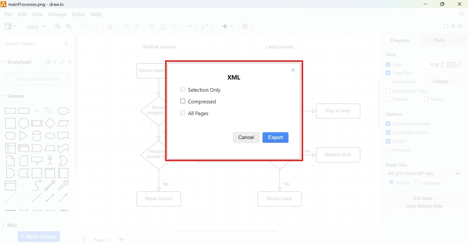 How to Export a Diagram as XML in draw.io | The Requirements Engineer
