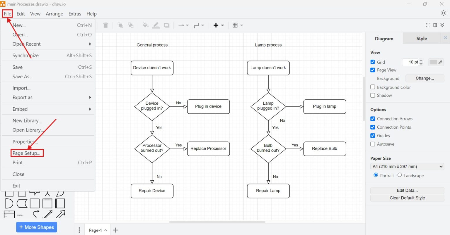 How to Change the Draw.io Page Setup | The Requirements Engineer