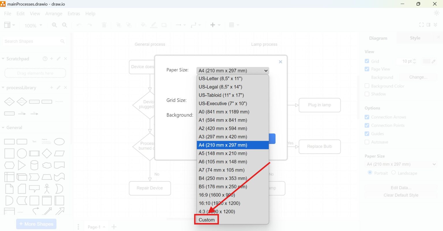 How to Change the Draw.io Page Setup | The Requirements Engineer