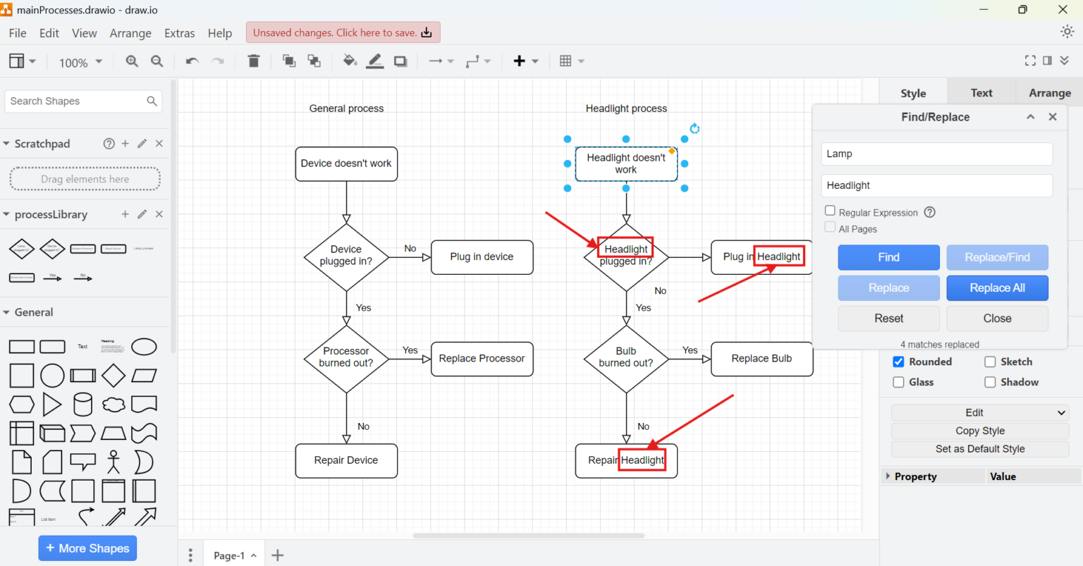 How to Find and Replace in draw.io | The Requirements Engineer