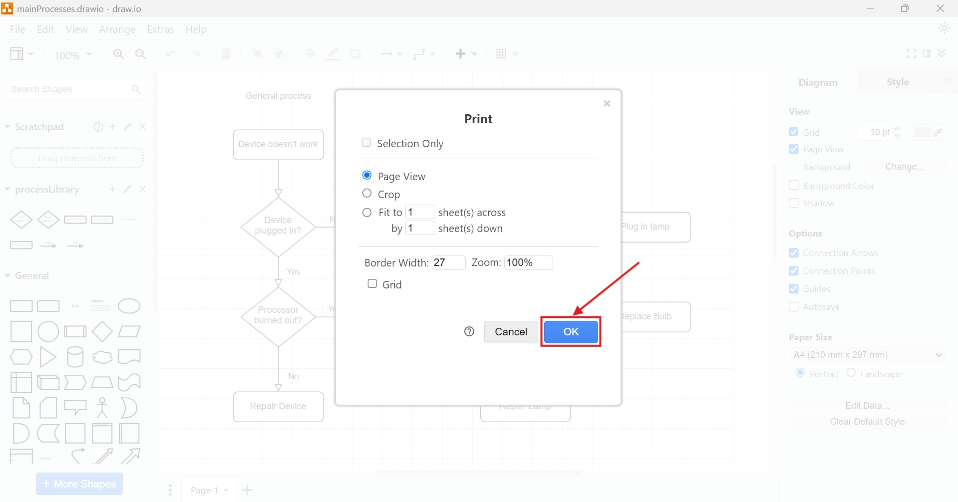 How to Print a Draw.io Diagram | The Requirements Engineer