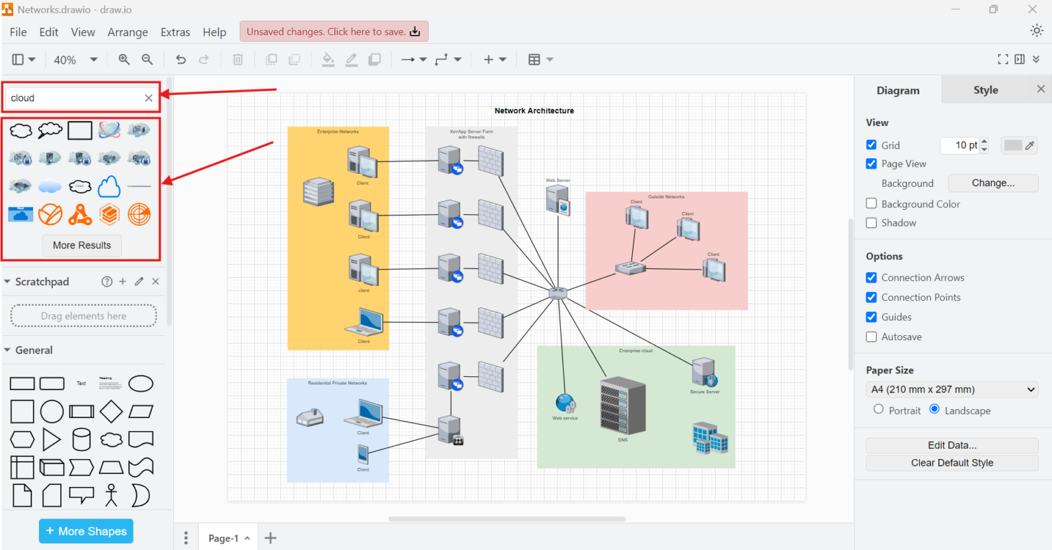How to activate the "Search Shapes" view in draw.io | The Requirements ...