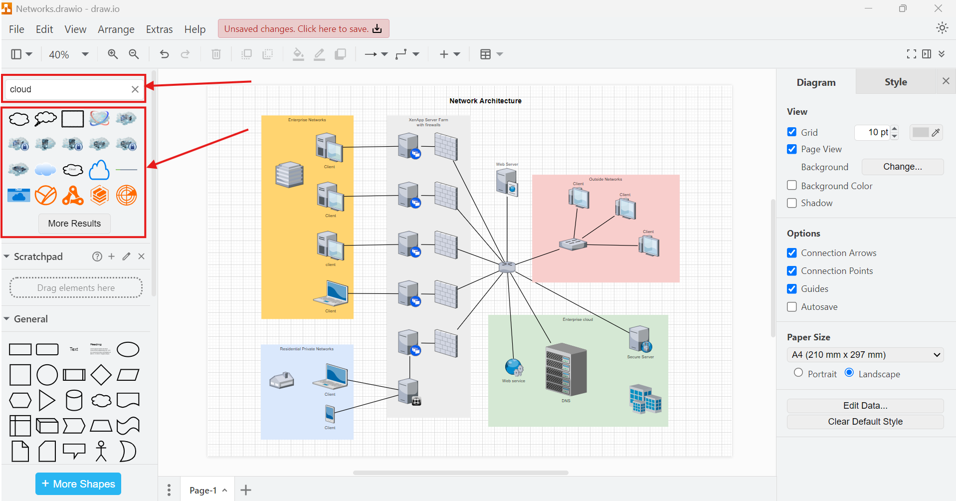 How to activate the "Search Shapes" view in draw.io | The Requirements ...