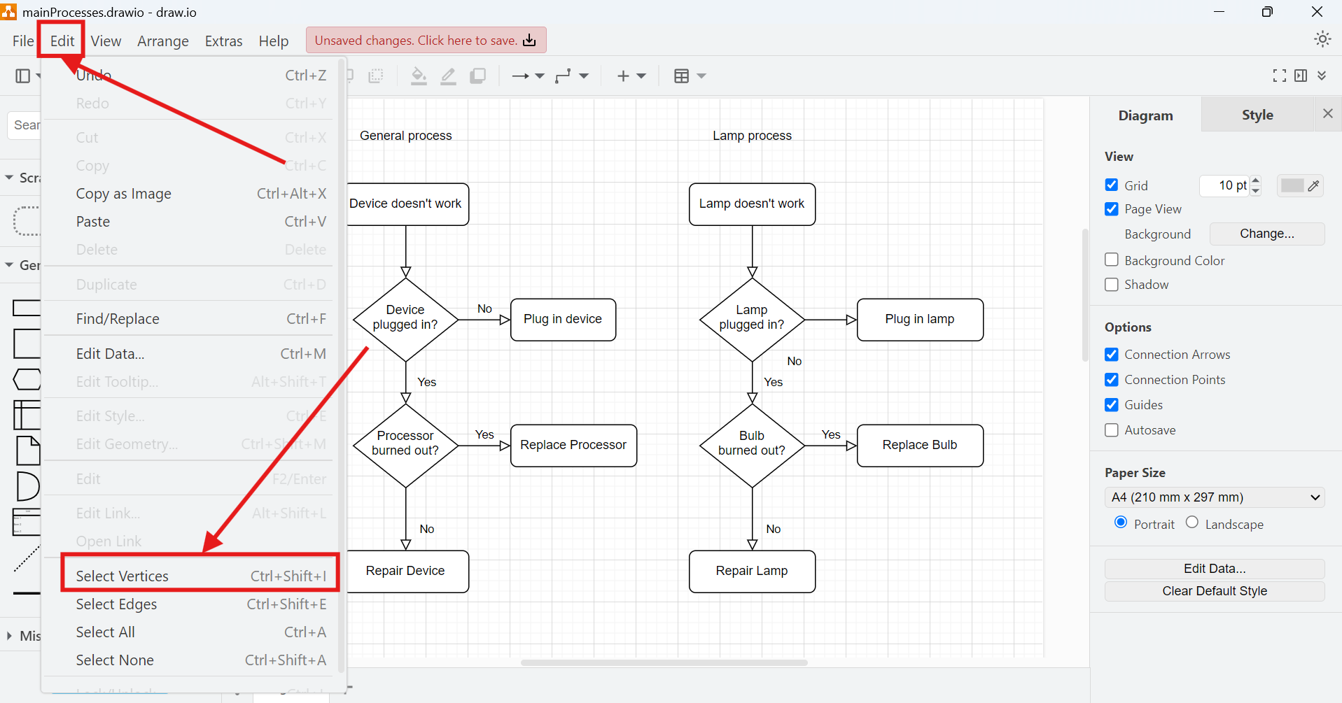 Selecting Options in draw.io | The Requirements Engineer
