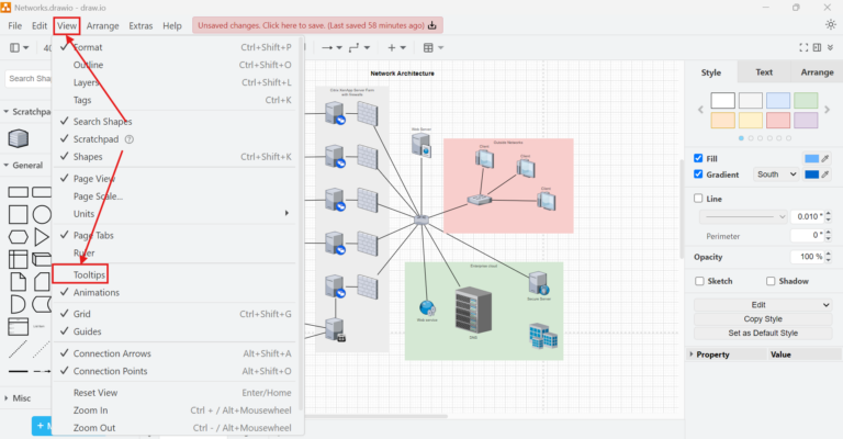 How to Activate the Tooltips View in draw.io | The Requirements Engineer