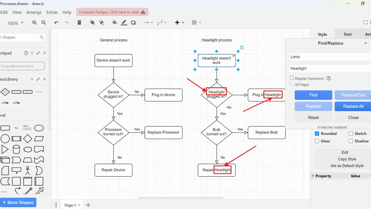 How to Find and Replace in draw.io | The Requirements Engineer